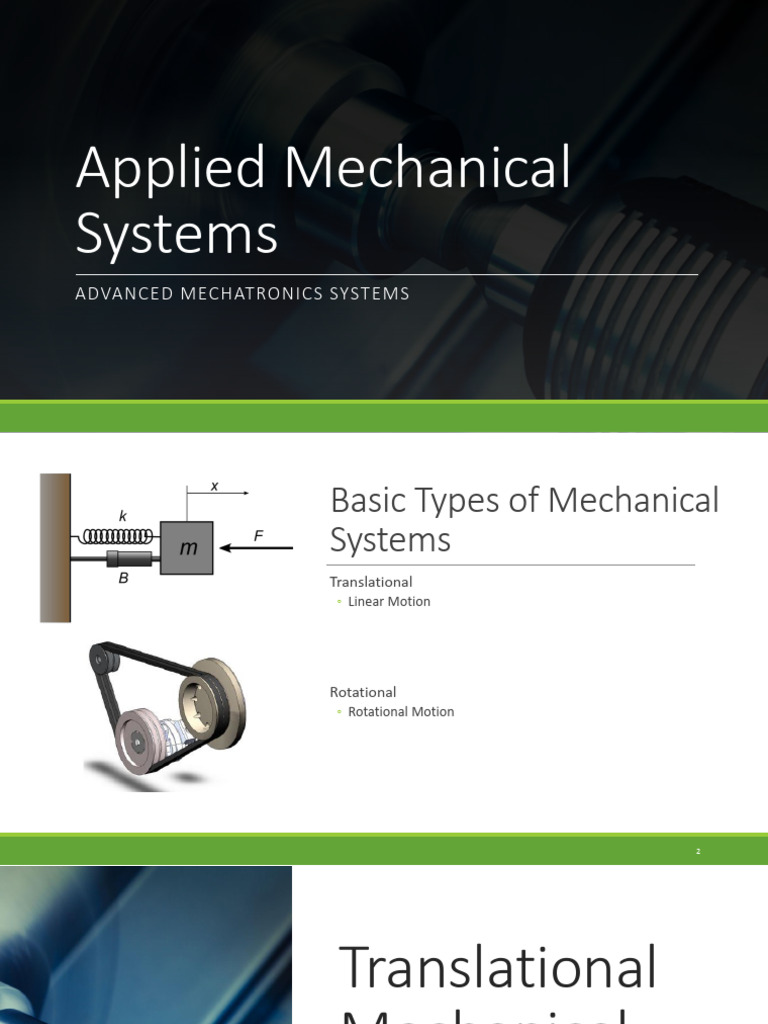 Mechanical Systems: Types & Modeling | PDF | Torque | Gear