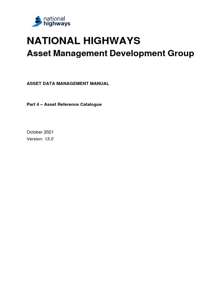 National Highways Asset Catalogue 2021 | PDF | Sidewalk | Road Surface