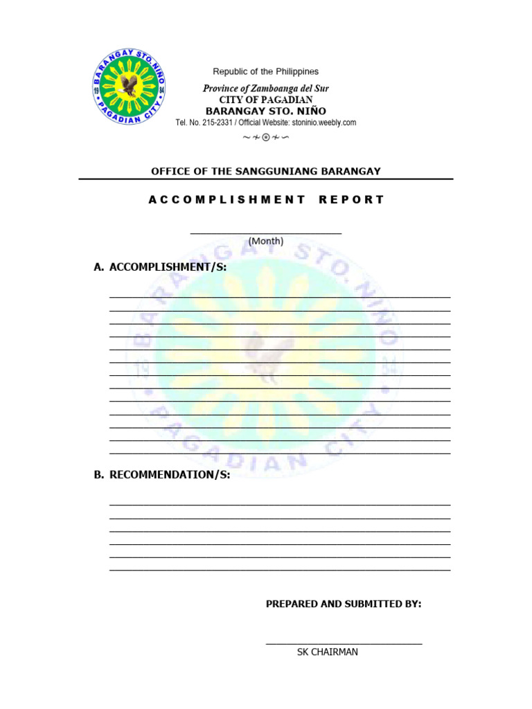 SK Accomplishment Report BT | PDF