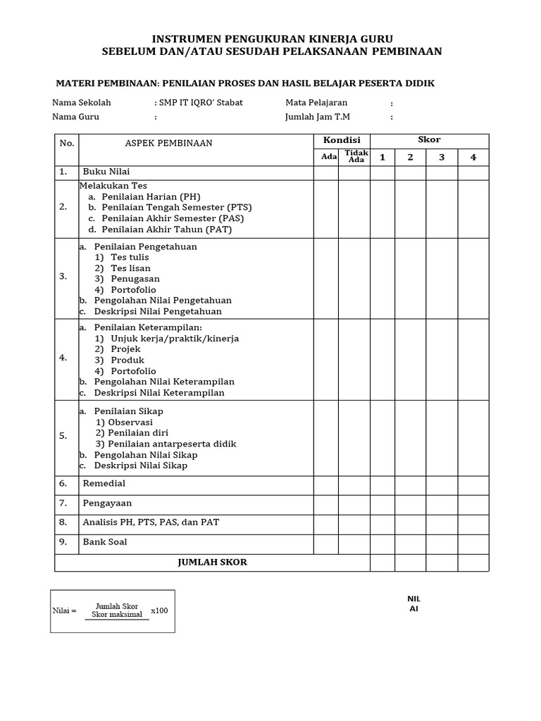 Instrumen-Pengukuran-Kinerja-Guru-2 | PDF