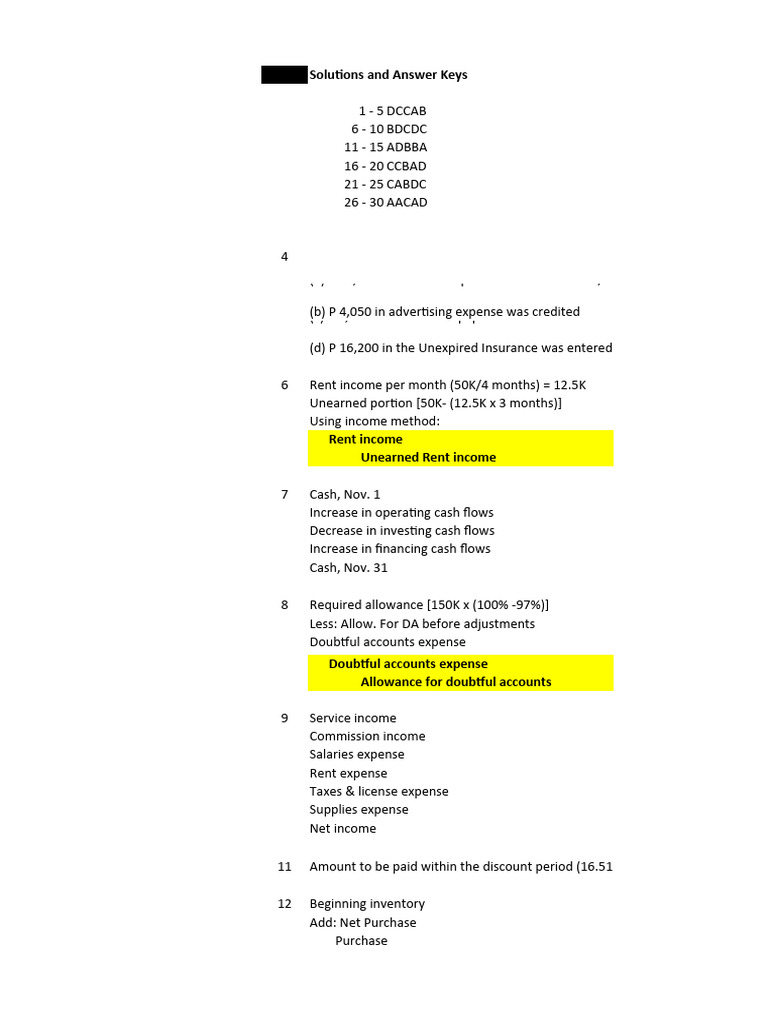 FAR Exam Solutions and Key Answers | PDF | Expense | Service Industries
