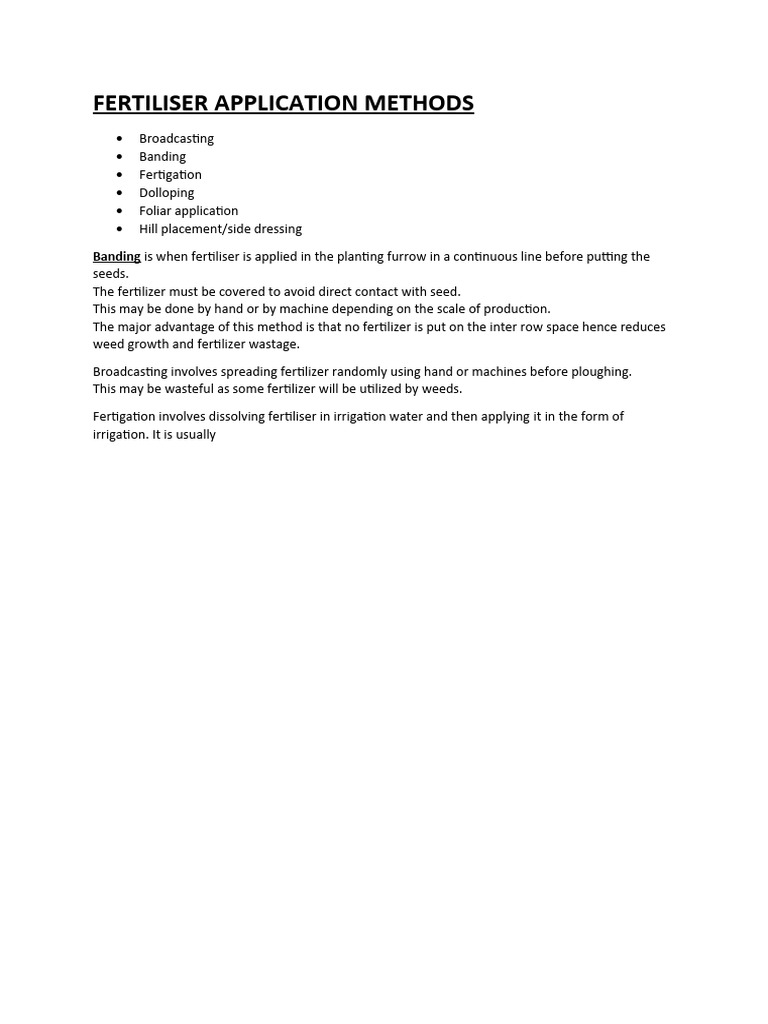 Fertilizer Application Methods Overview | PDF | Technology & Engineering