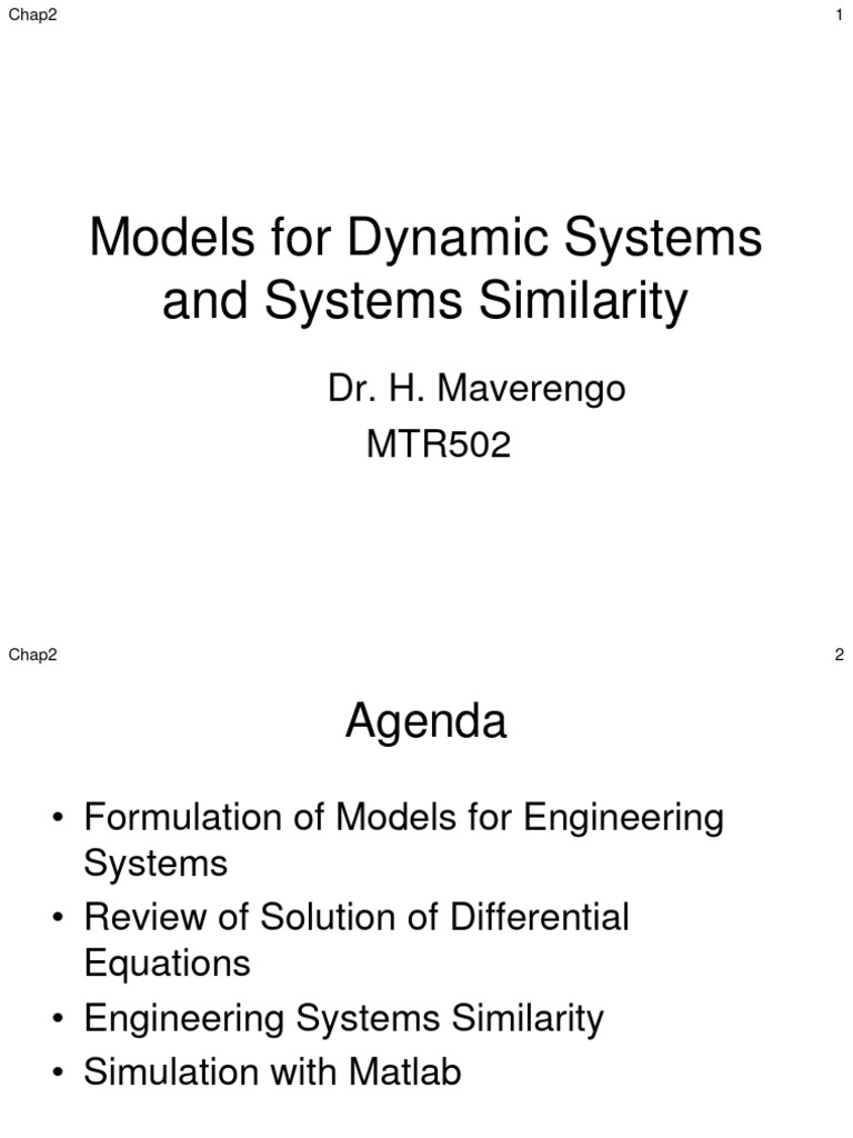 Chapter 2 Models For Dynamic Systems and Systems Similarity | PDF ...
