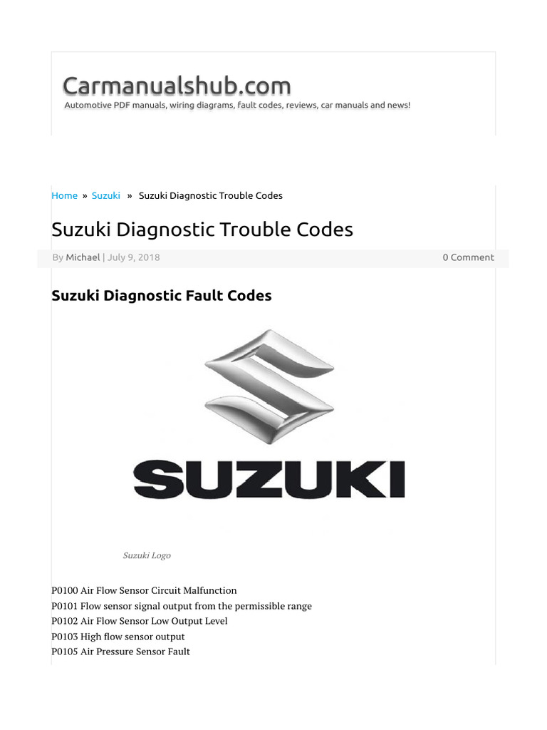Suzuki Diagnostic Trouble Codes | PDF