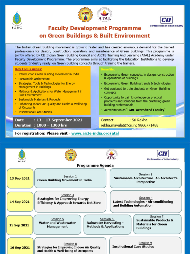 Green Building Atal FDP Broucher | PDF | Green Building