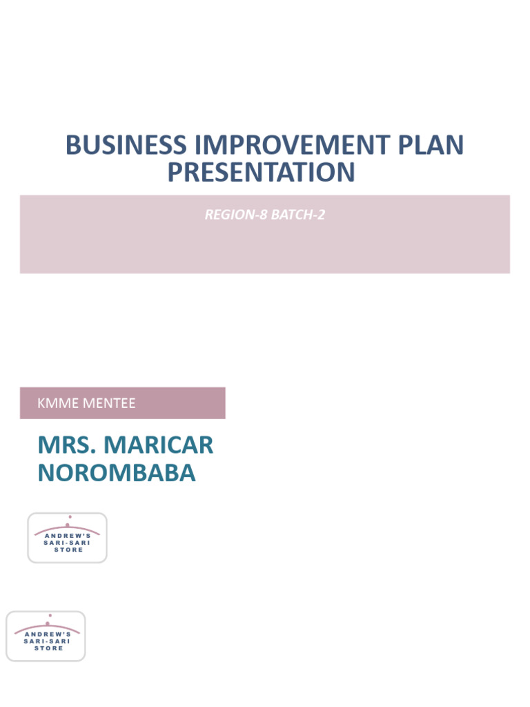 Business Improvement Plan Presentation - PPTX 2222 | PDF | Mentorship | Retail