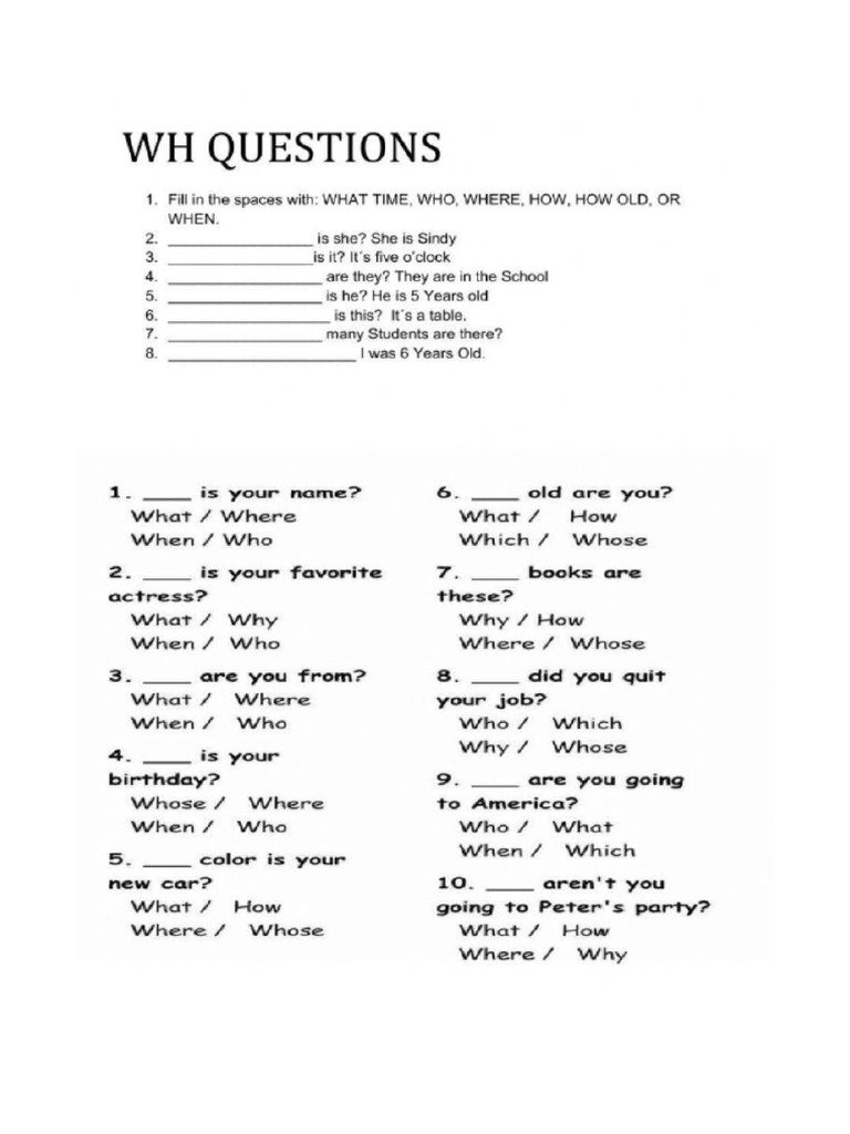 WH Questions | PDF