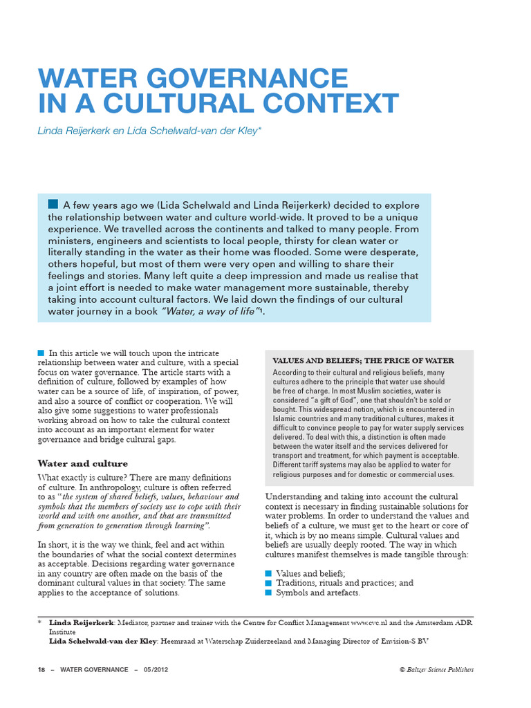 Water Governance in A Cultural Context-Hydrotheek (Stowa) 244223 | PDF ...