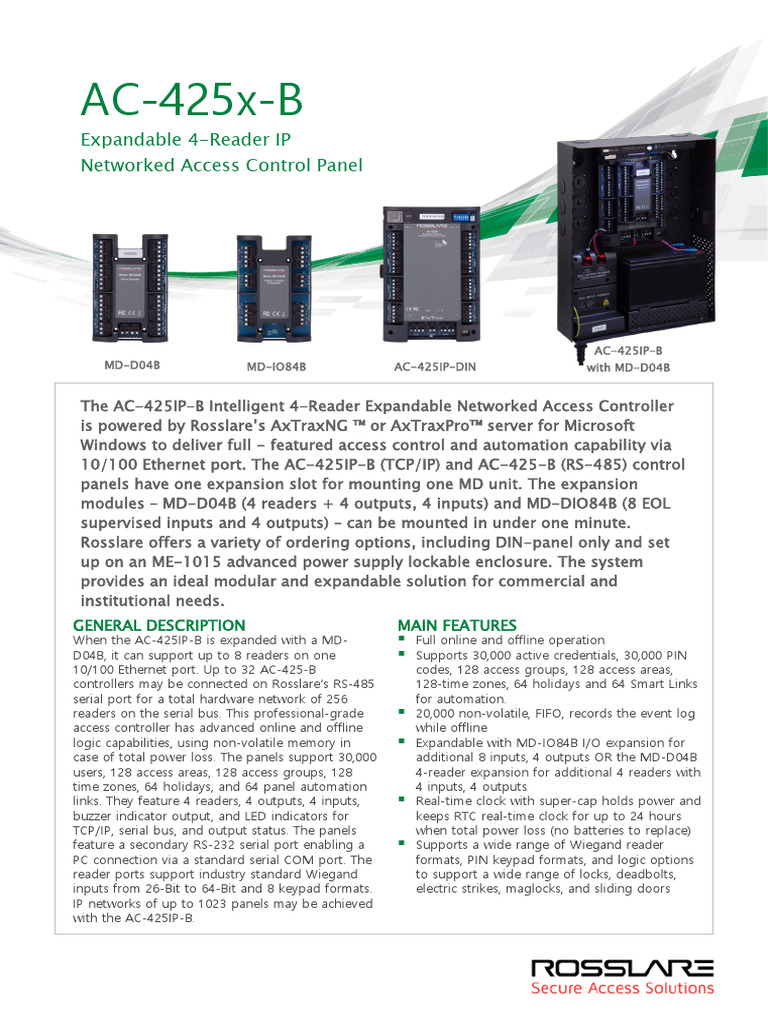 AC-425x-B-Datasheet-V2021_07_03 | PDF | Access Control | Electronics