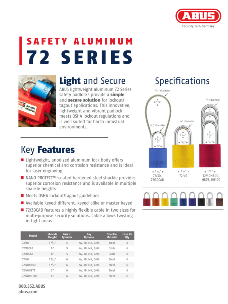 ABUS 72 Series - Safety Aluminum | PDF | Manufactured Goods