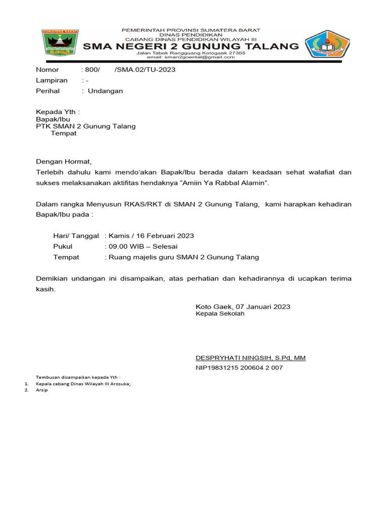 Undangan Menyusun RKT | PDF