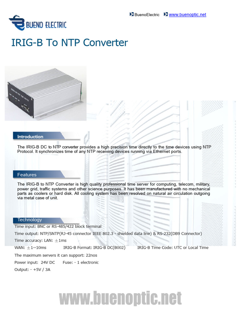 IRIG-B to NTP Converter Overview | PDF