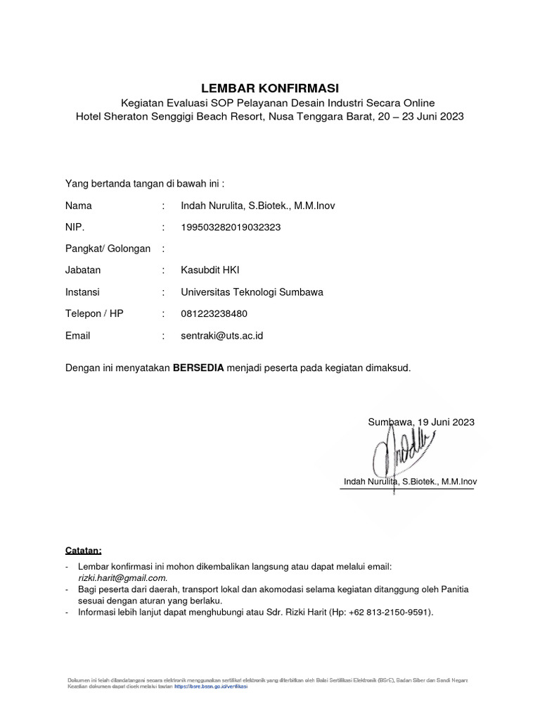 HKI. Lembar Konfirmasi UTS | PDF