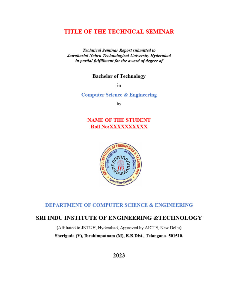 Technical Seminar Report on CSE | PDF | Academic Degree | Educational ...