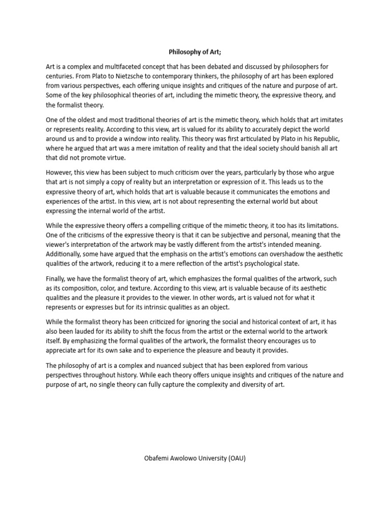 Art History Assignment | PDF | Reality | Aesthetics