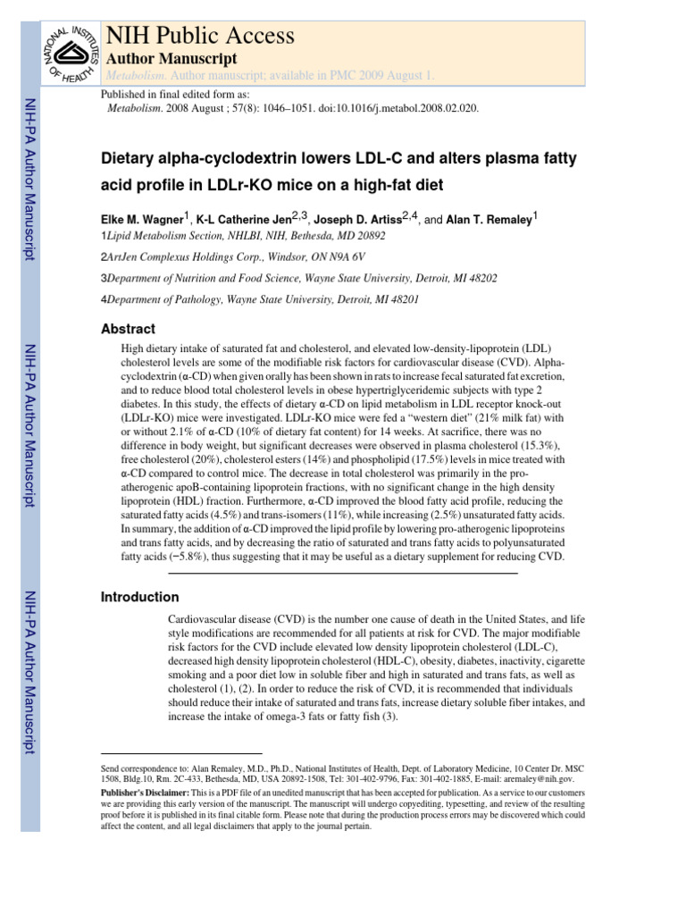 Mekanisme Kerja Jurnal Alfa Cyclodextrin | PDF | Fat | Saturated Fat
