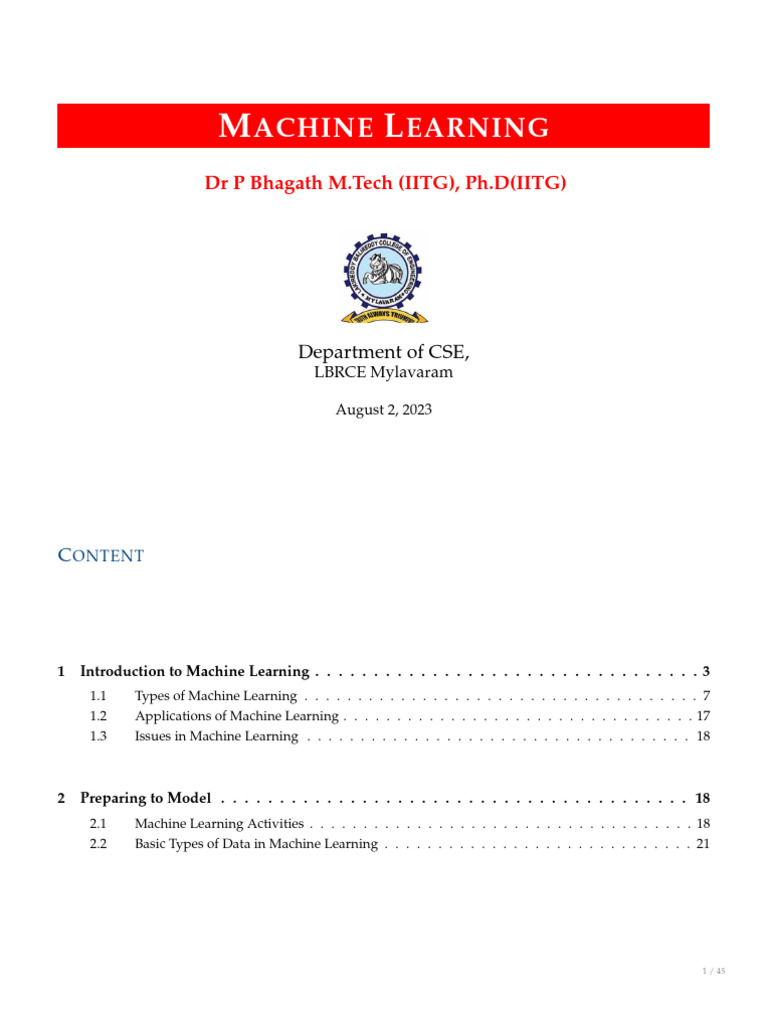 Machine Learning Slides | PDF | Level Of Measurement | Machine Learning