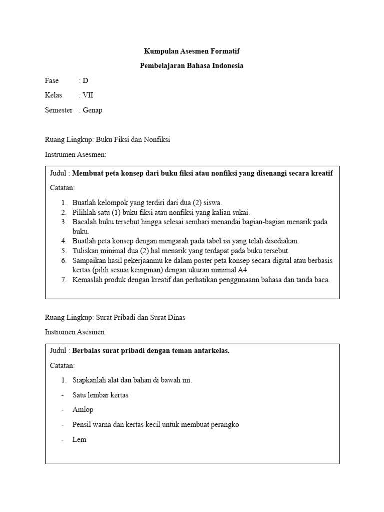 Kumpulan Asesmen Formatif | PDF