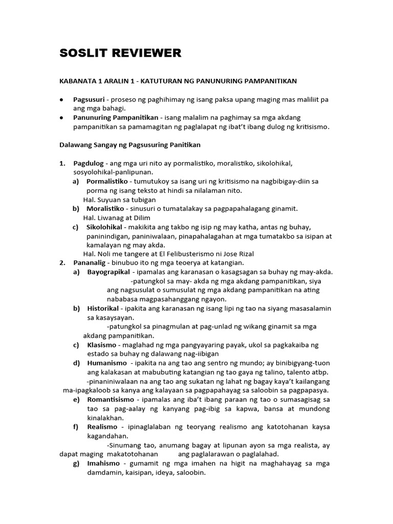 Soslit-Reviewer 083854 | PDF