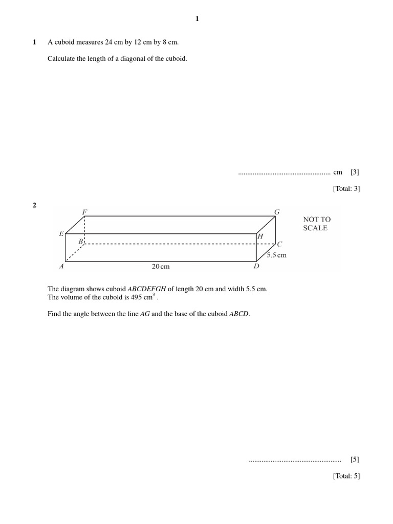 3D Trig Problems | PDF | Angle | Elementary Geometry