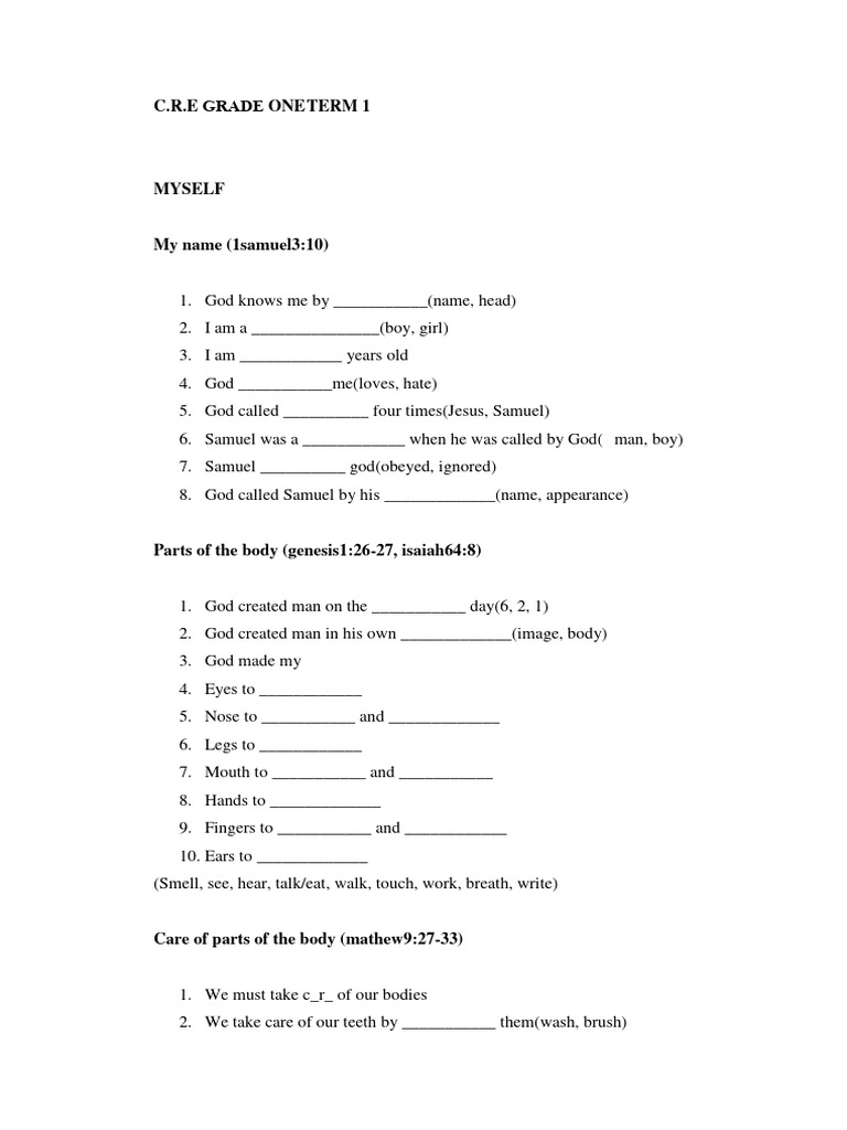 Cre Grade 1 Notes Download Free Pdf Jesus David