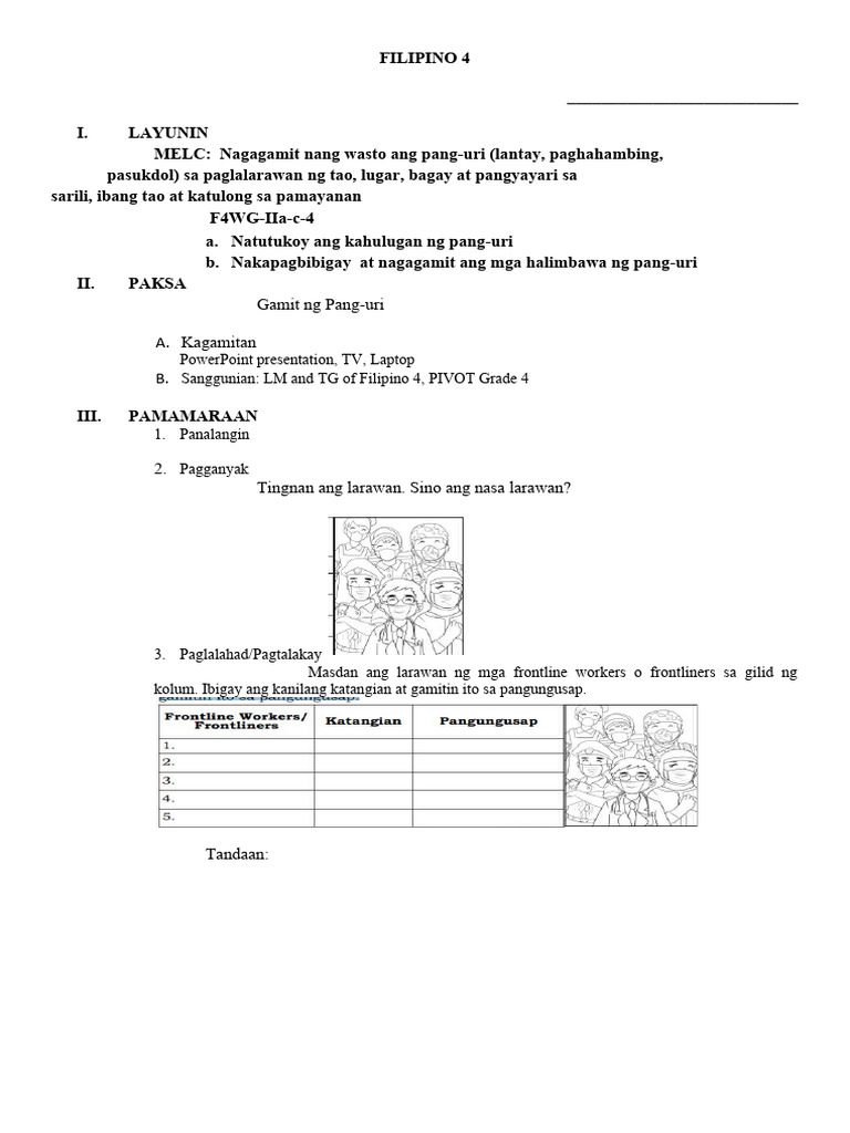 Filipino 4 Q2-W1-D2 | PDF