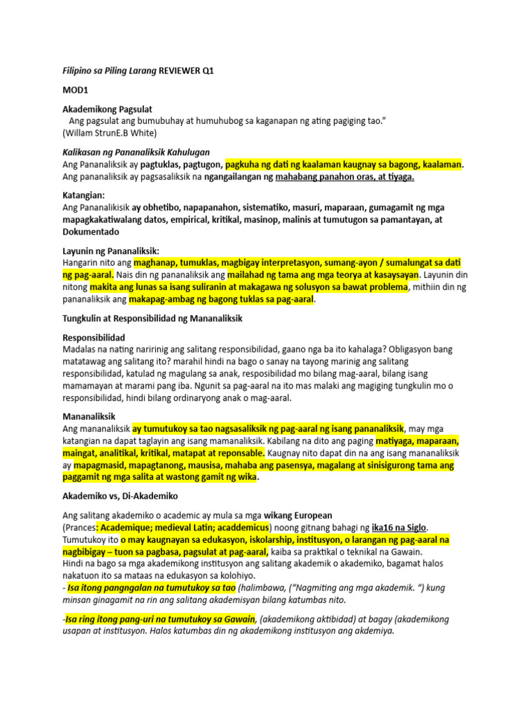 Akademikong Pagsulat at Pananaliksik | PDF