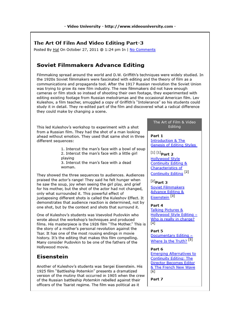The Art of Film and Video Editing Part-3 Video University | PDF