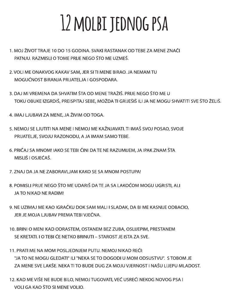 20 X 12 Molbi Jednog Psa | PDF