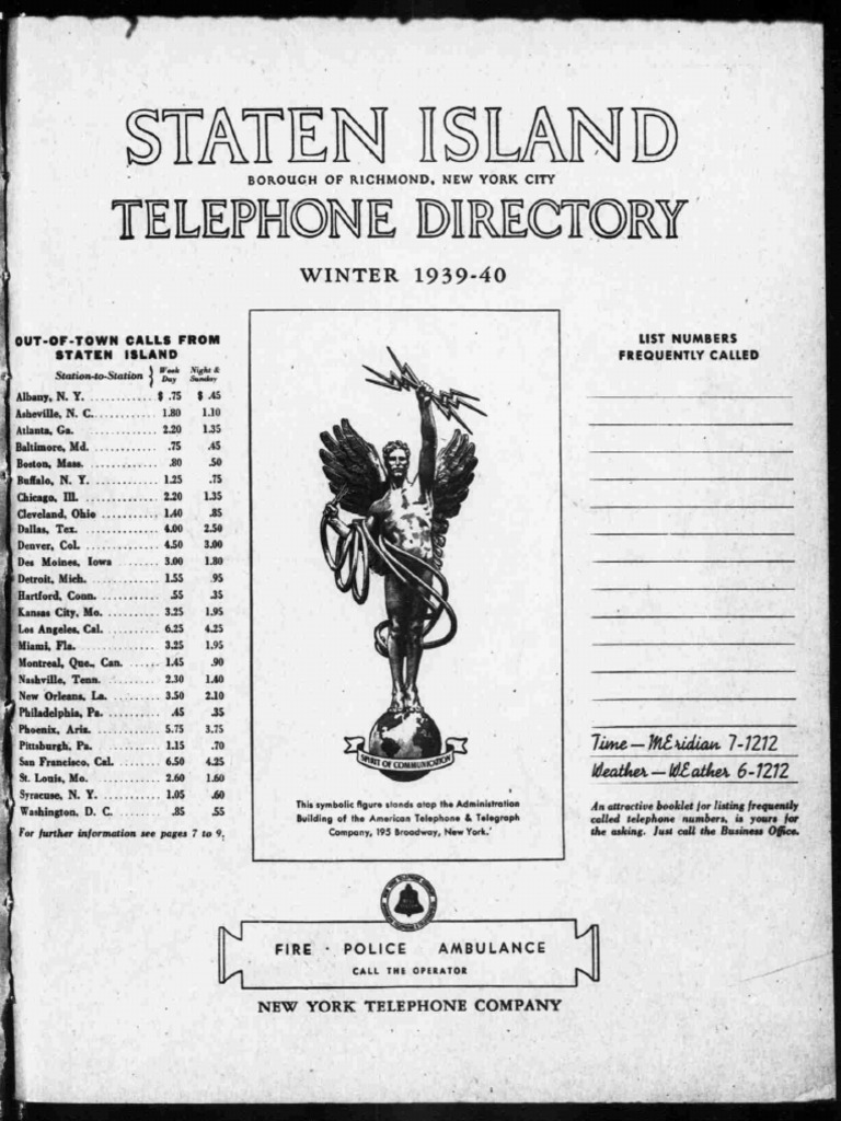 Staten Island Telephone Directory 1940 | PDF | Telegraphy | Telephone