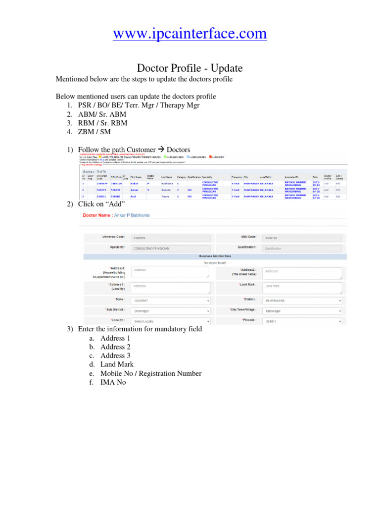 Update Steps for Doctor Profiles | PDF | Business