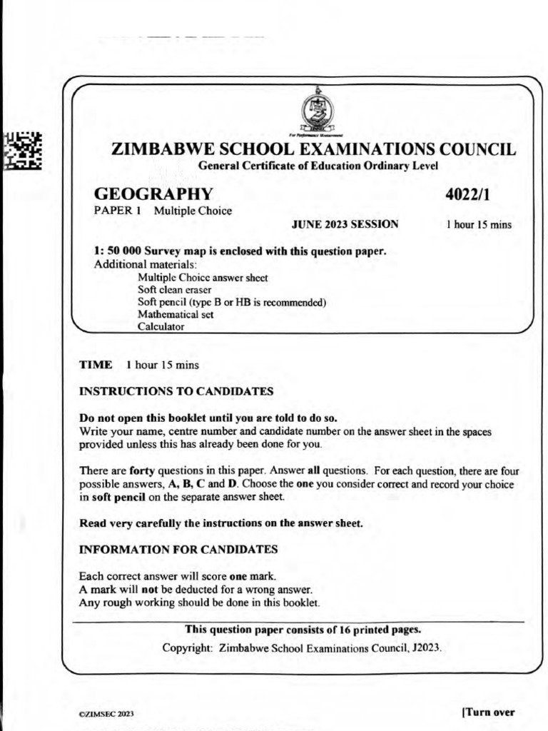 O-Levels Geography 2023 | PDF