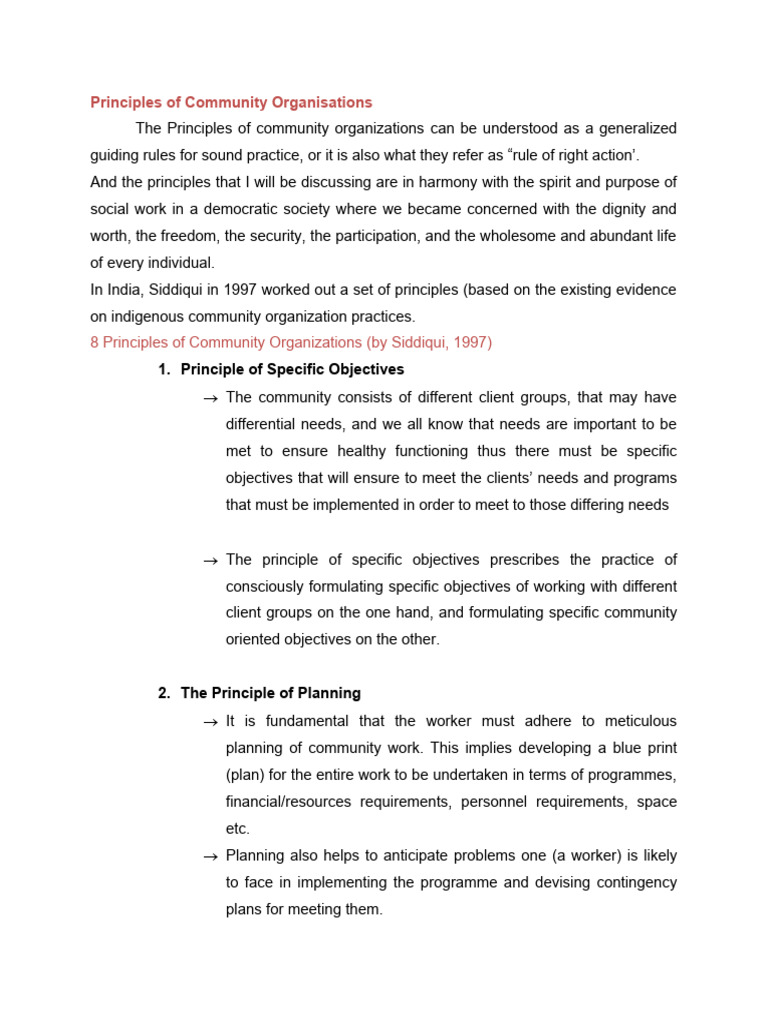 Principles of Community Organisations | PDF | Community | Democracy