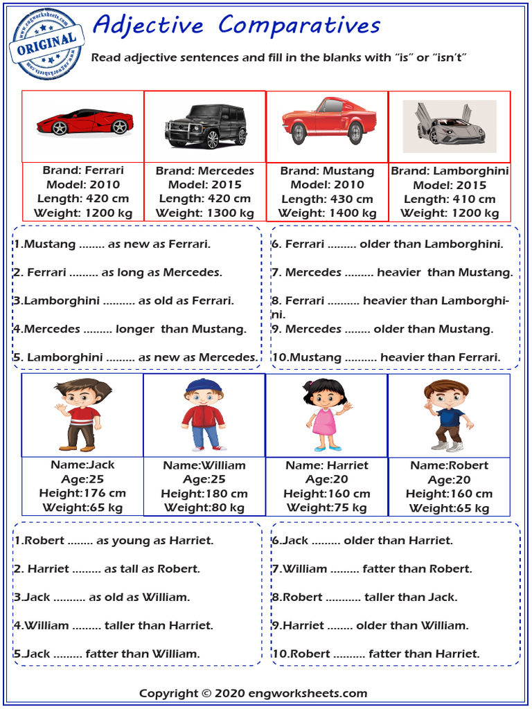 Comparatives Exercises | PDF | Vehicles | Sports Car Manufacturers