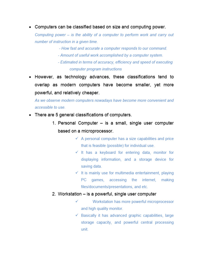 Types of Computers Explained | PDF | Personal Computers | Desktop Computer