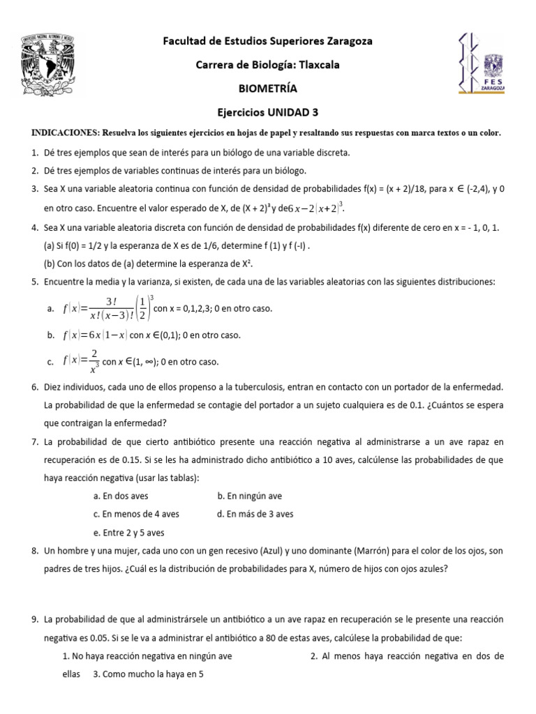 Unidad 3 Ejercicios | PDF | Variable aleatoria | Función de densidad de probabilidad
