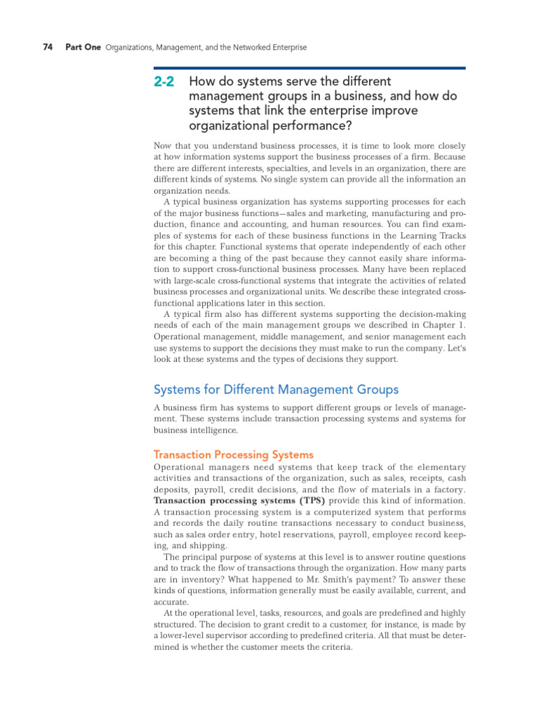 Systems For Different Management Groups | PDF | Supply Chain Management ...