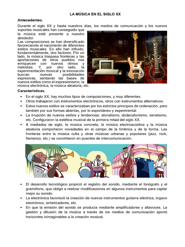 Evolución Musical del Siglo XX | PDF | Música electrónica | La música rock