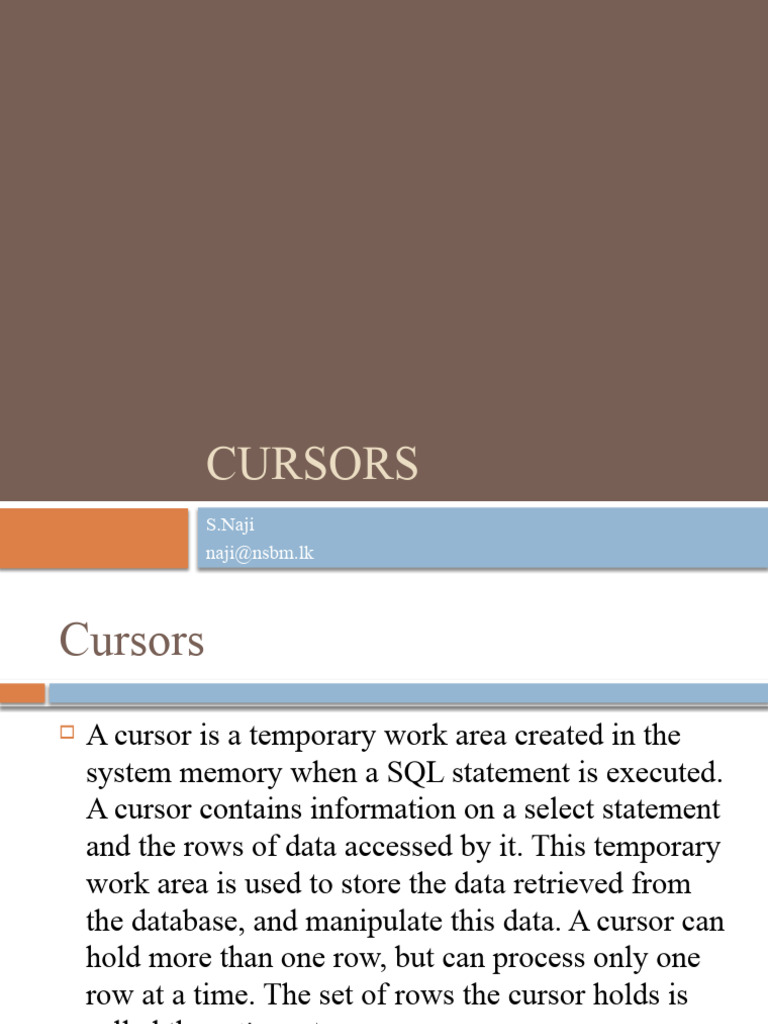 Cursors | PDF | Information Technology | Information Technology Management