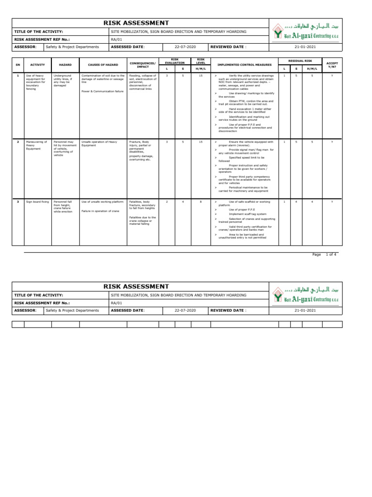 01.ra For Site Mobilization, Sign Board Erection & Temporary Hoarding ...