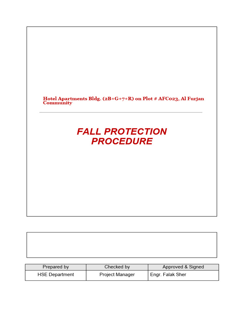 TGCC001.HSE - PR01 Fall Protection Procedure | PDF | Ladder | Elevator