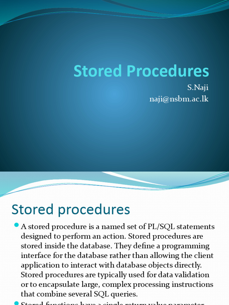 Stored Procedures | PDF | Databases | Sql Stored Procedures | PDF | Databases | Sql