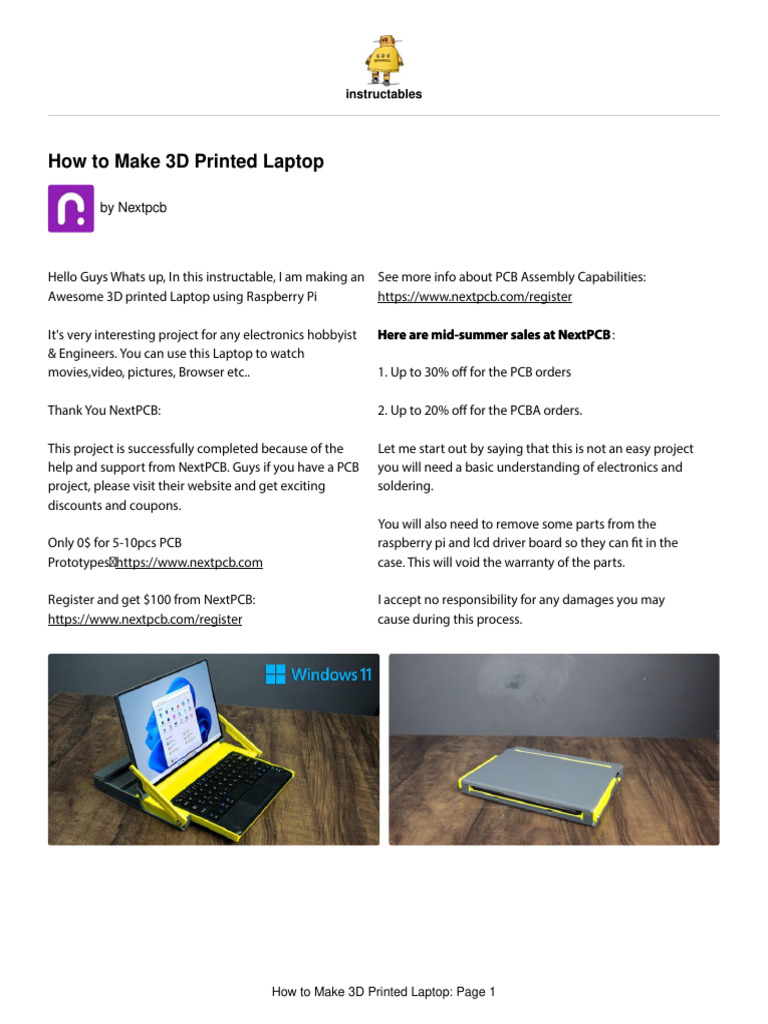 How To Make 3D Printed Laptop | PDF | Manufactured Goods | Computing