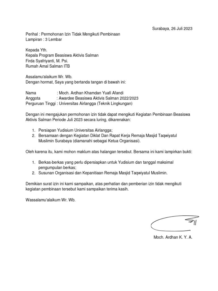 Surat Izin Ardhan | PDF