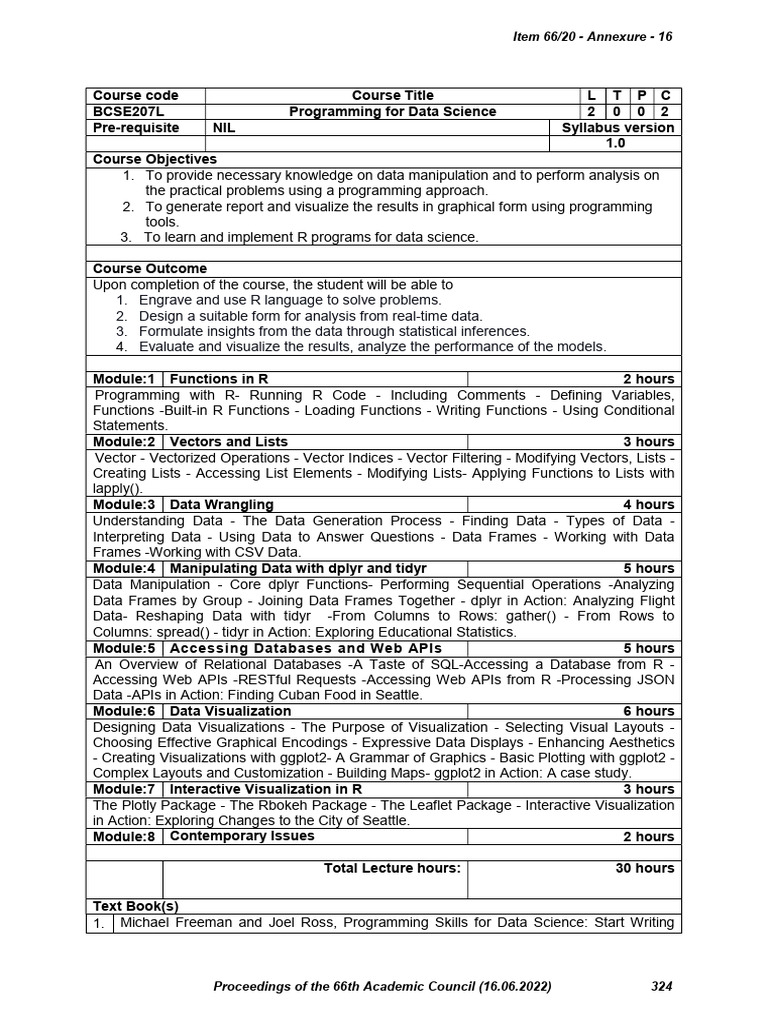 Bcse207l - Programming-For-Data-Science - TH - 1.0 - 71 - Bcse207l - 66 Acp | PDF | Data ...