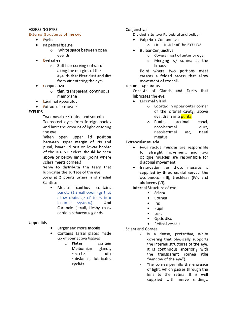 Assessing Eyes | PDF | Cornea | Eye