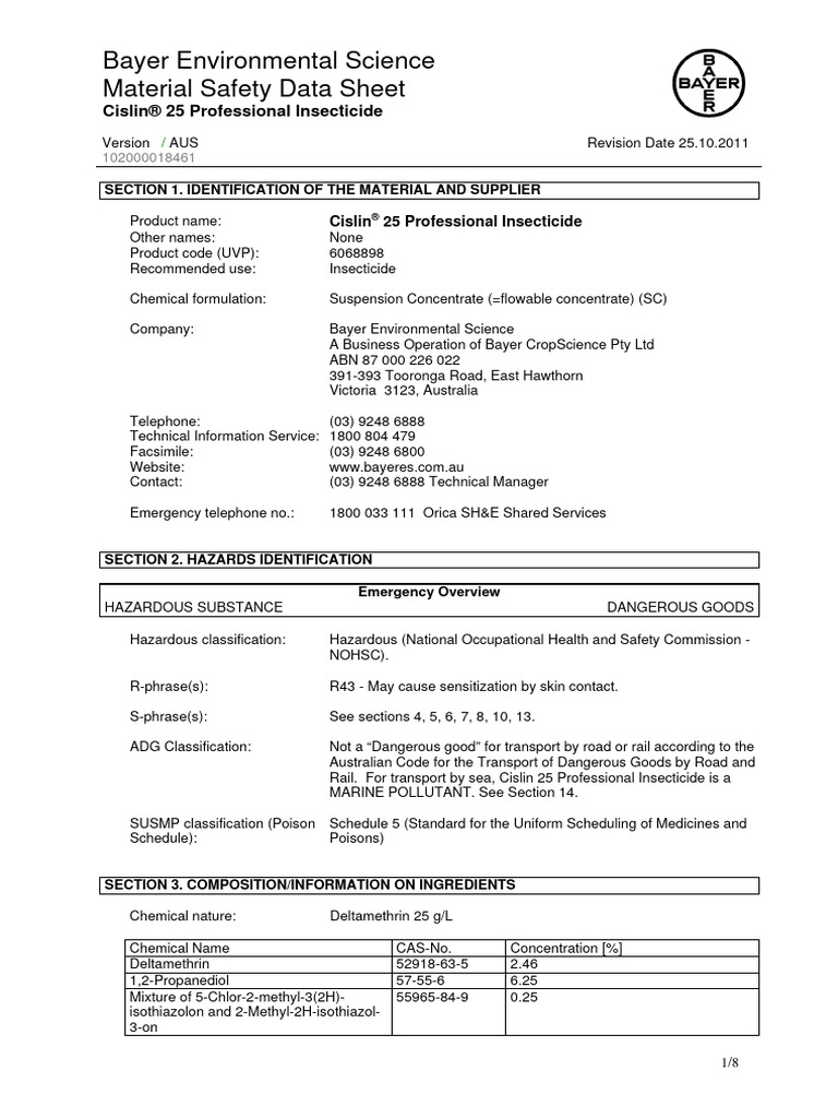 MSDS Cislin 25 Ec | PDF | Technology & Engineering
