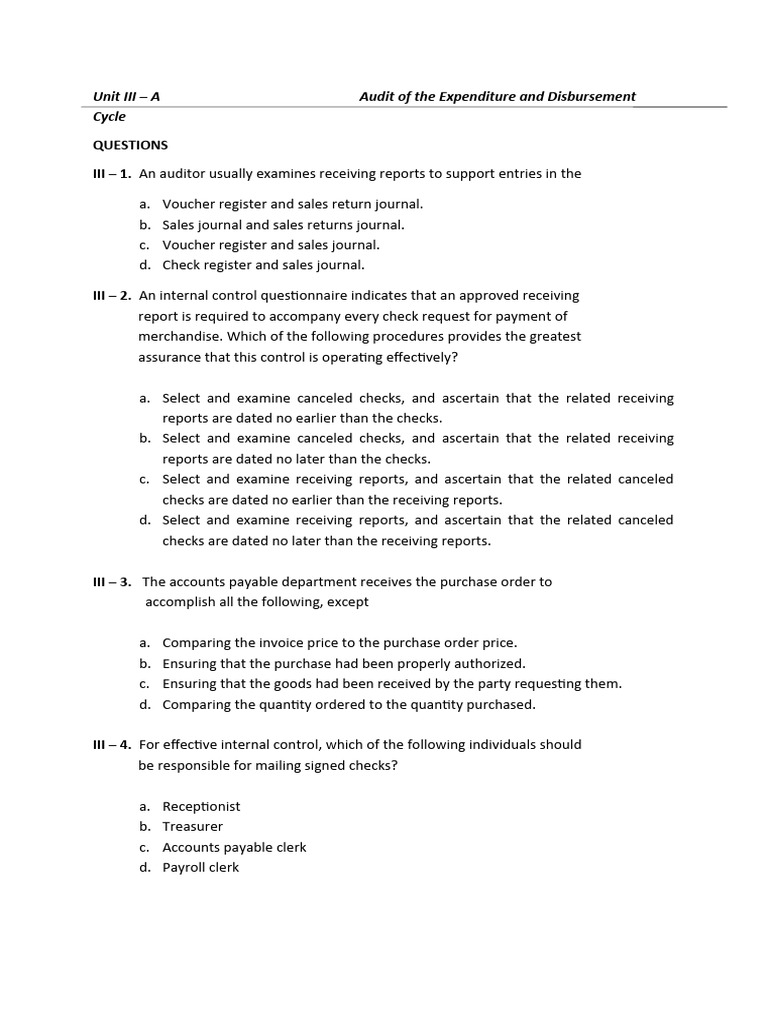 Audit of Expenditure and Disbursement Cycle | PDF | Accounts Payable ...