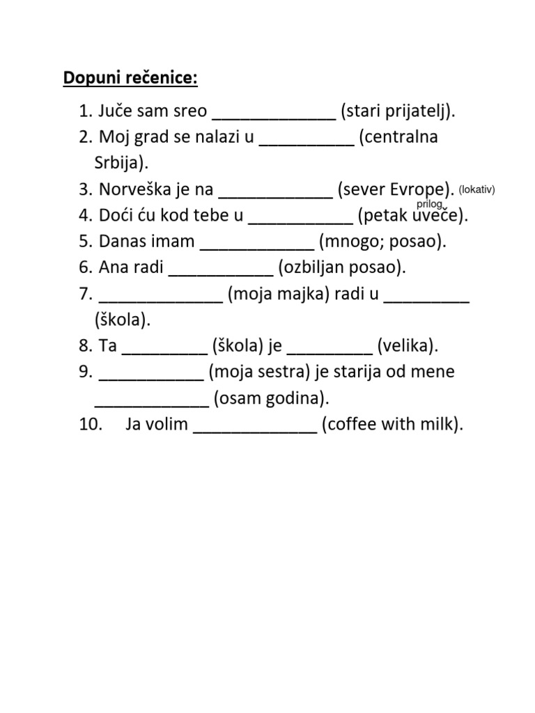Dopuni Rečenice 4 | PDF