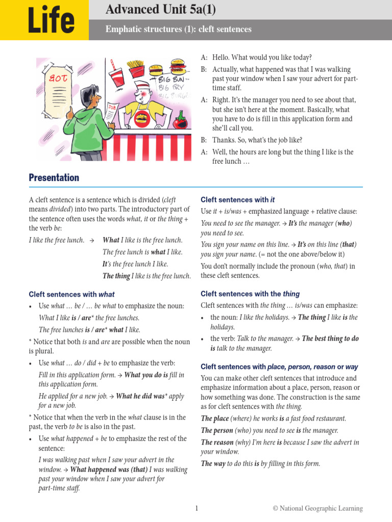 Emphatic Structures (1) Cleft Sentences | PDF